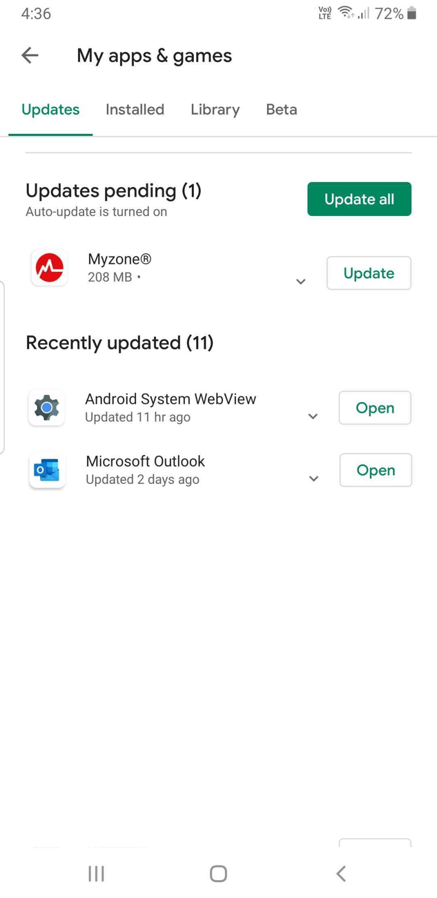 How do I update the Myzone app?