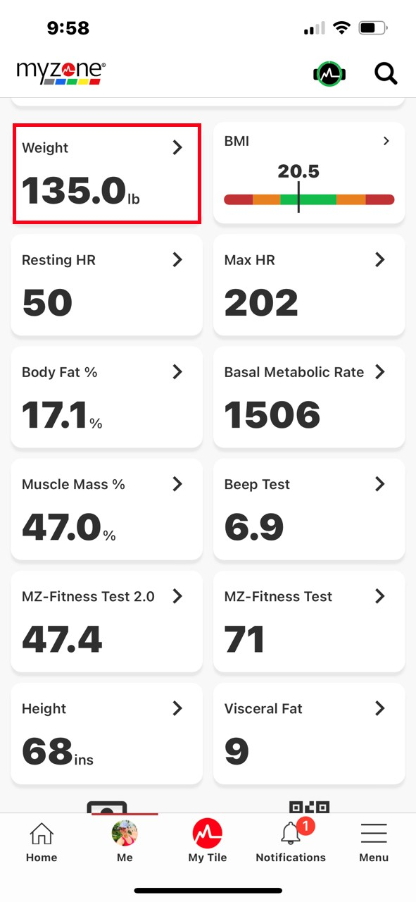 How do I edit my height and weight in my Myzone profile?